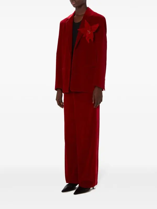 JW Anderson Floral-appliqué Velour Blazer