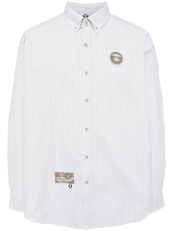AAPE BY *A BATHING APE Striped Cotton Shirt - Neutrals