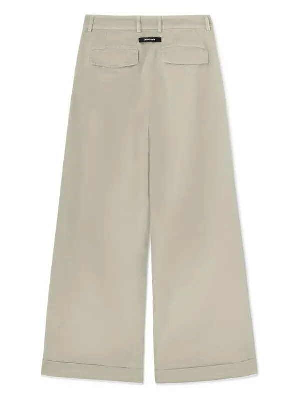 Palm Angels Gb Label Wide-leg Trousers - Neutrals