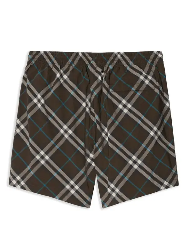 Burberry Checked Drawstring-waist Swim Shorts - Green