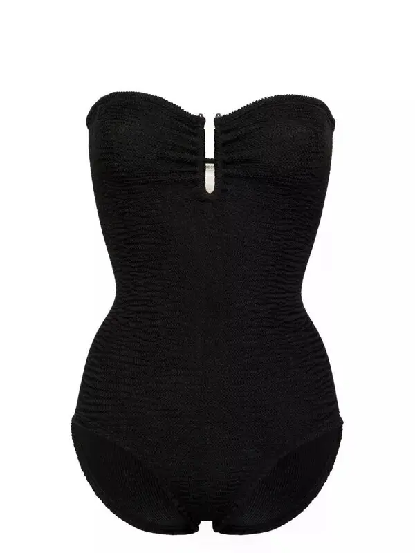 PARAMIDONNA Frida Seersucker Swimsuit - Black