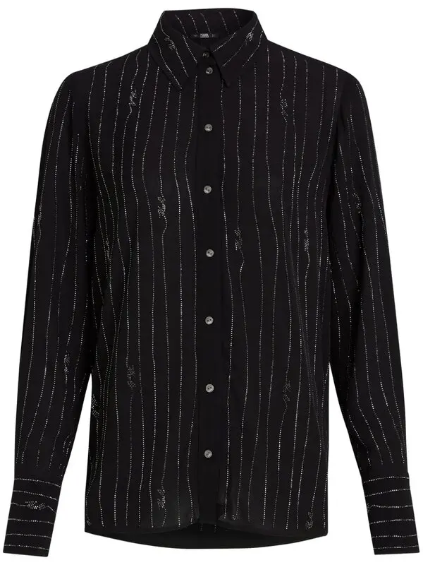 Karl Lagerfeld Pinstriped Rhinestone-embellished Shirt