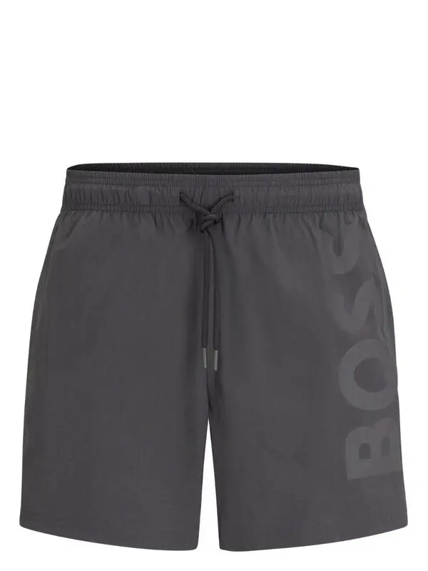 BOSS Logo-print Swim Shorts - Grey