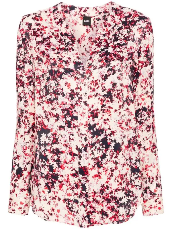 BOSS Floral-print Satin Shirt