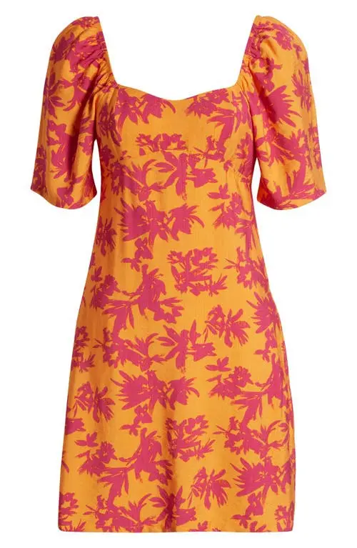 Loveappella Floral Print Puff Sleeve Dress