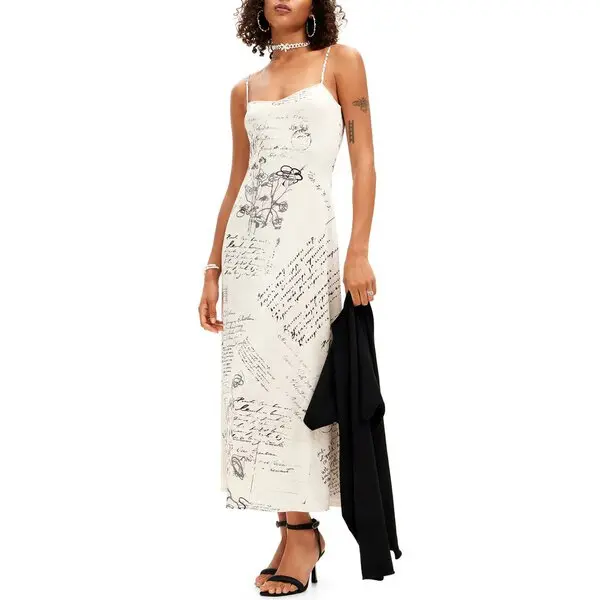 Desigual Letters Print Slipdress & Crop Sweater