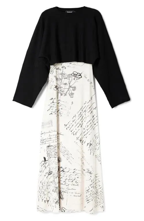 Desigual Letters Print Slipdress & Crop Sweater