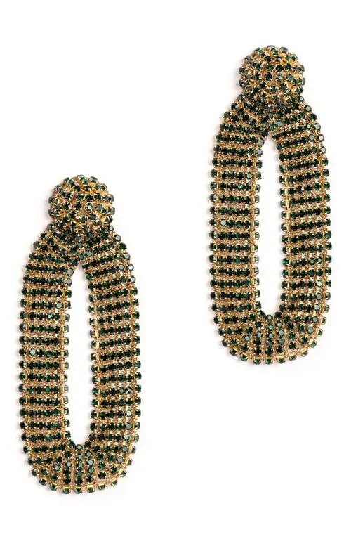 Deepa Gurnani Shyna Crystal Drop Earrings - Emerald