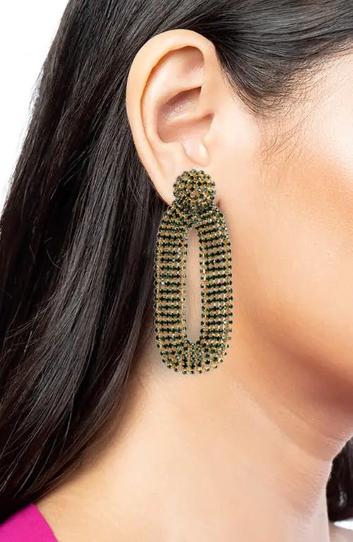 Deepa Gurnani Shyna Crystal Drop Earrings - Emerald