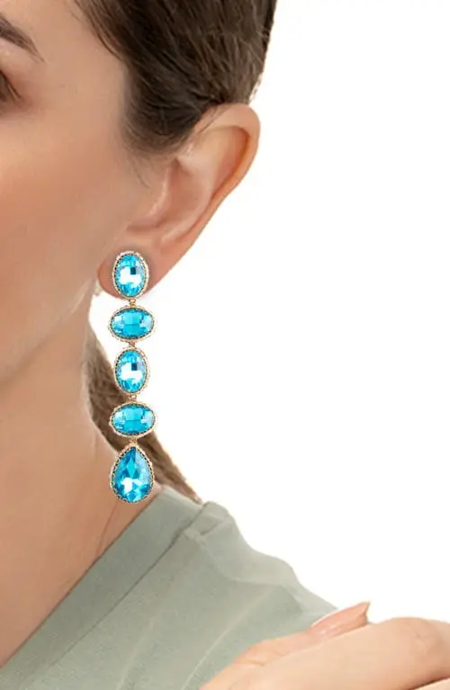 Deepa Gurnani Tyra Drop Earrings - Aqua