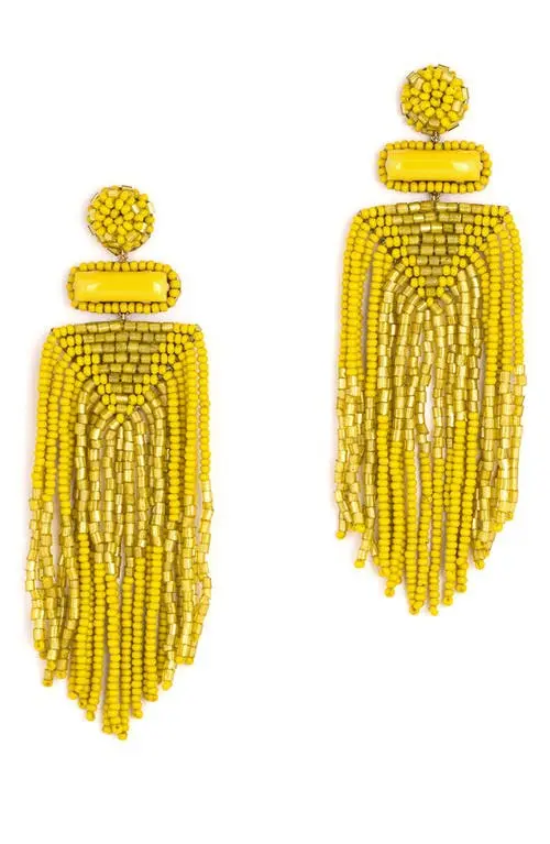 Deepa Gurnani Jody Fringe Drop Earrings - Chartreuse