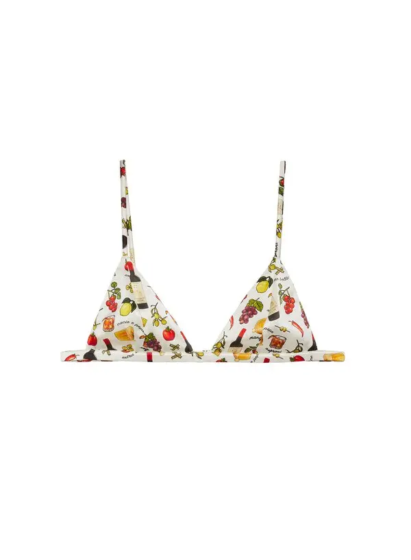 Fleur Du Mal Luxe Triangle Bra - Ivory Ciao Amore Print