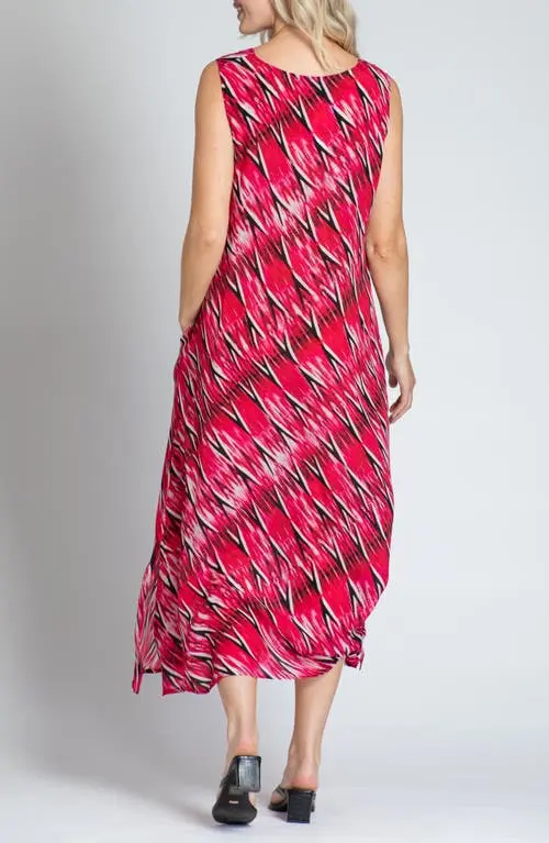 APNY Print V-neck Sleeveless Chiffon Midi Dress - Red Multi