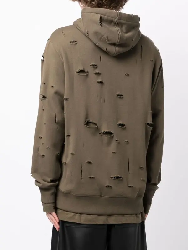 Givenchy Logo-print Distressed-effect Hoodie - Brown