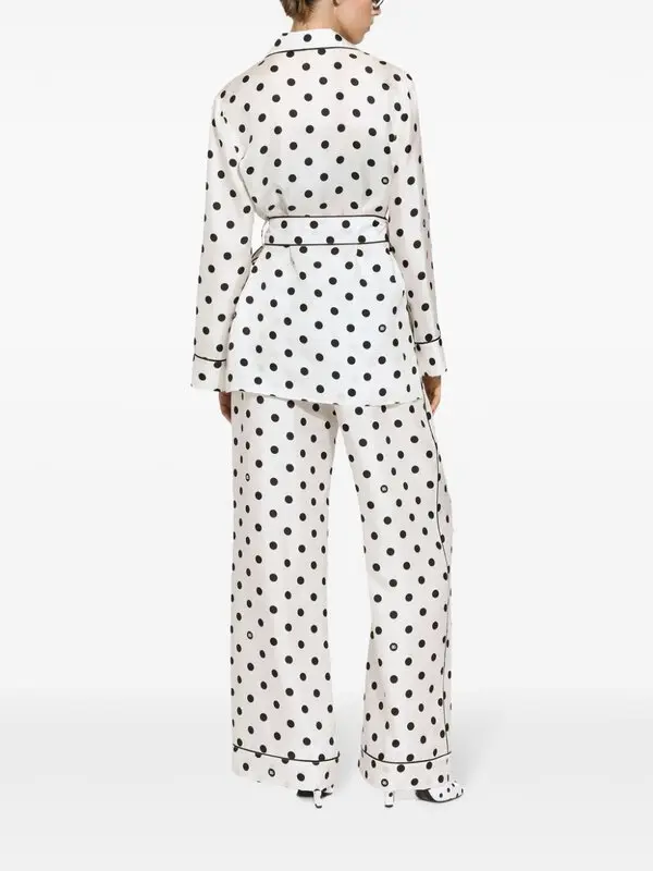 Dolce & Gabbana Polka-dot Silk Pajama Shirt - White