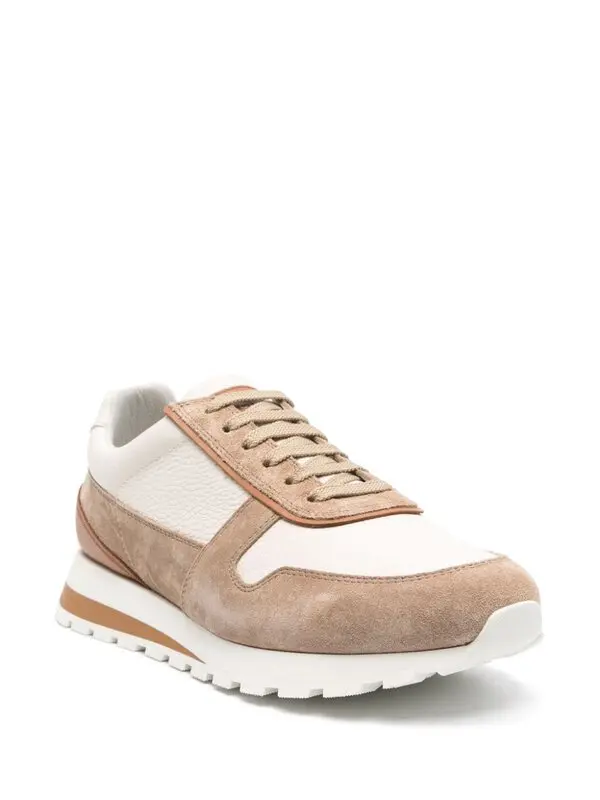 Brunello Cucinelli Panelled Leather Sneakers - Neutrals