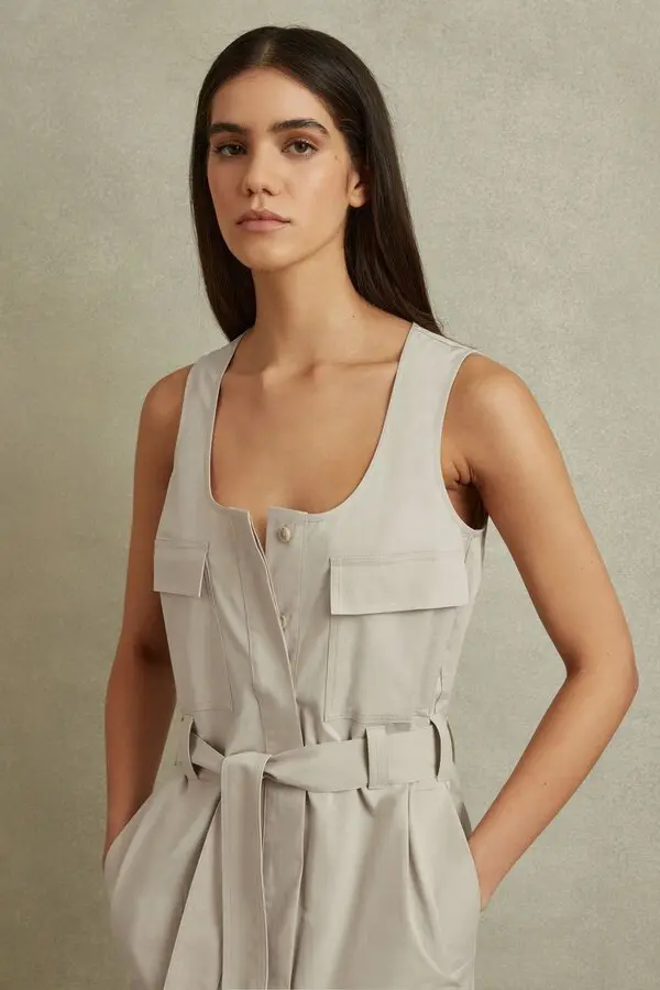 REISS Elin Utility Belted Midi Dress