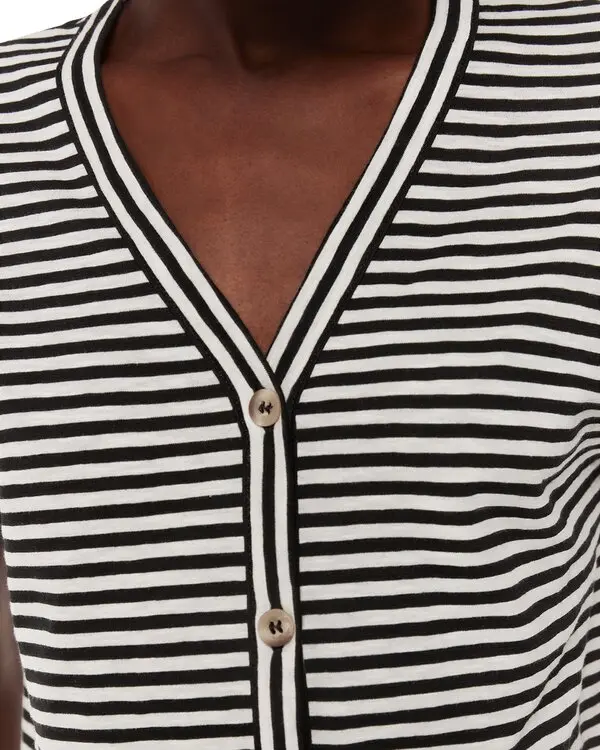 Whistles Jilly Stripe Button Front Top - Black/multi