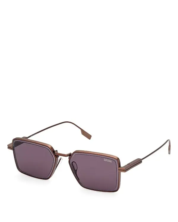 Zegna Rectangular Sunglasses - Brown/purple Solid