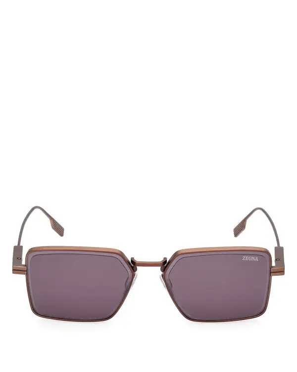 Zegna Rectangular Sunglasses - Brown/purple Solid