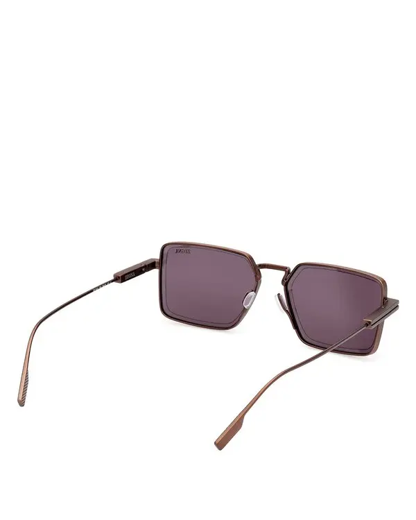 Zegna Rectangular Sunglasses - Brown/purple Solid