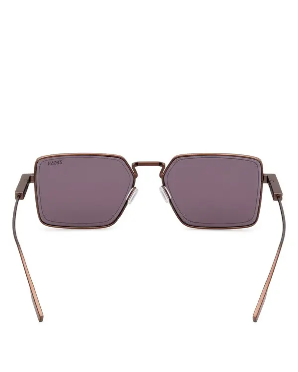 Zegna Rectangular Sunglasses - Brown/purple Solid