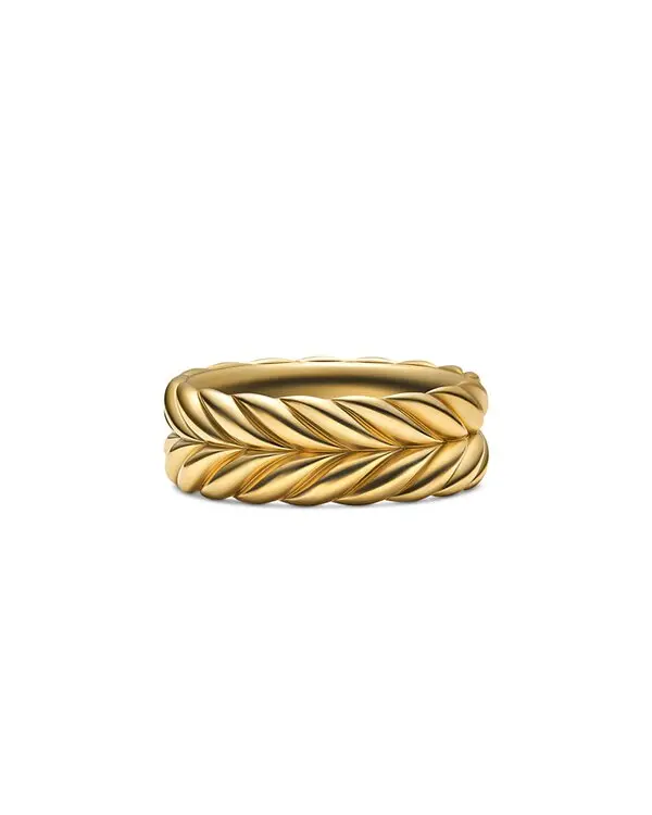 David Yurman 18k Yellow Chevron Double Row Band - Gold