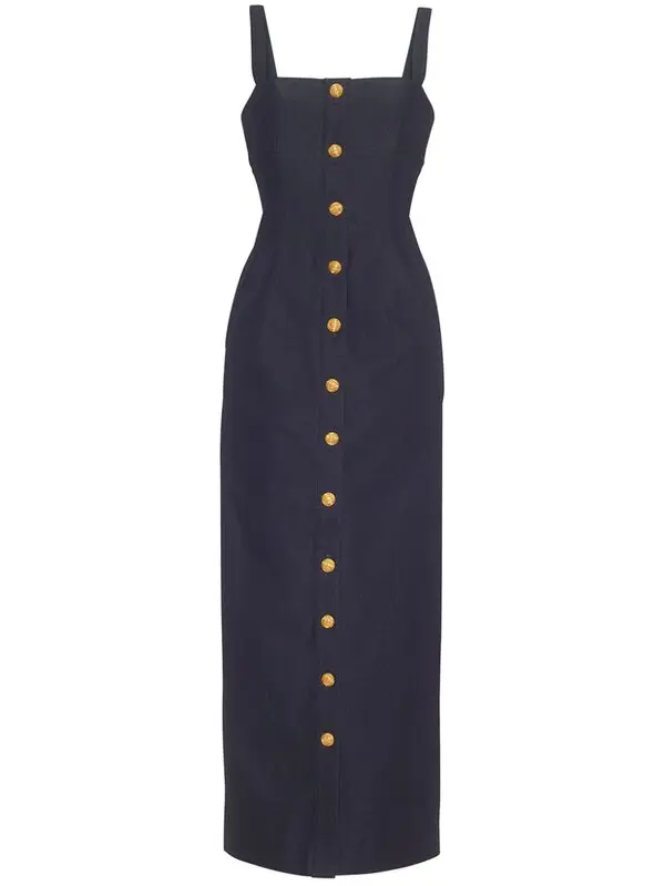 Adam Lippes Camille Denim Midi Dress In Blue - 50% Off | Editorialist