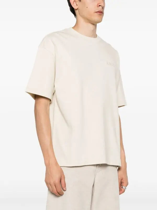 Amiri Logo-embroidered Cotton T-shirt - Neutrals