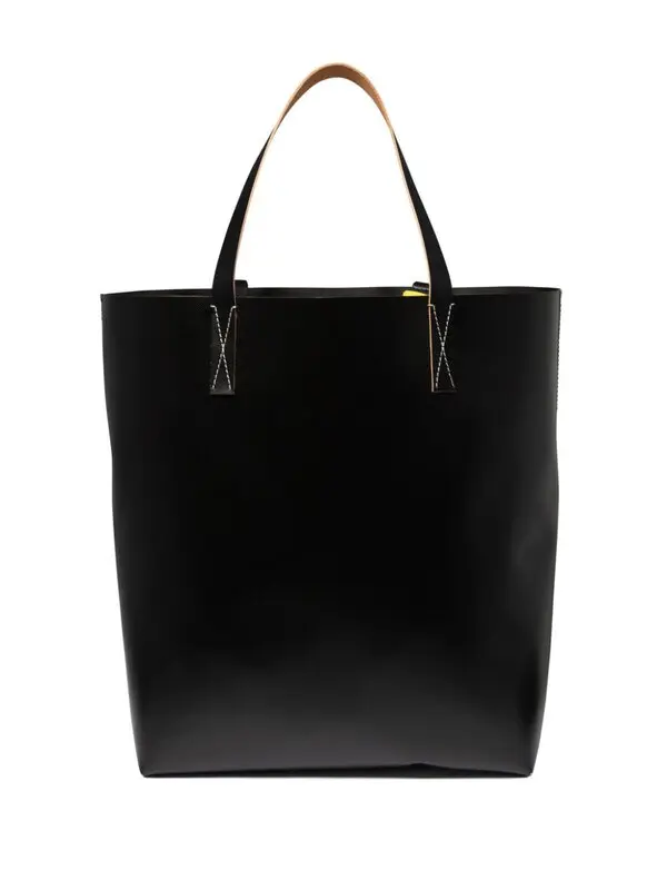 Marni Logo-print Leather Tote Bag - Neutrals