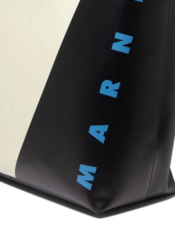 Marni Logo-print Leather Tote Bag - Neutrals