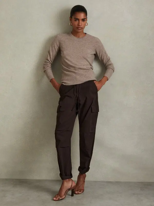 REISS Alessio Tapered Combat Trousers - Chocolate