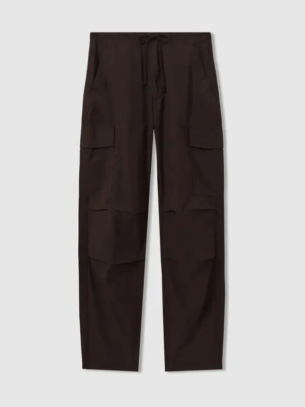 REISS Alessio Tapered Combat Trousers - Chocolate