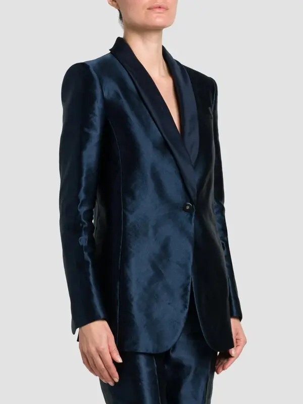 Giorgio Armani Linen-silk Tailored Blazer - Abyss Blue