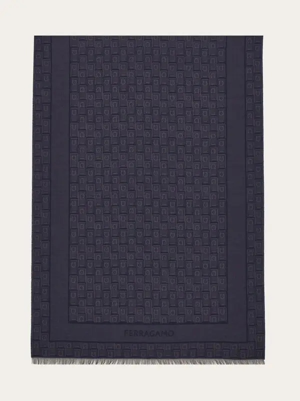 FERRAGAMO Gancini Monogram Jacquard Stole - Blue