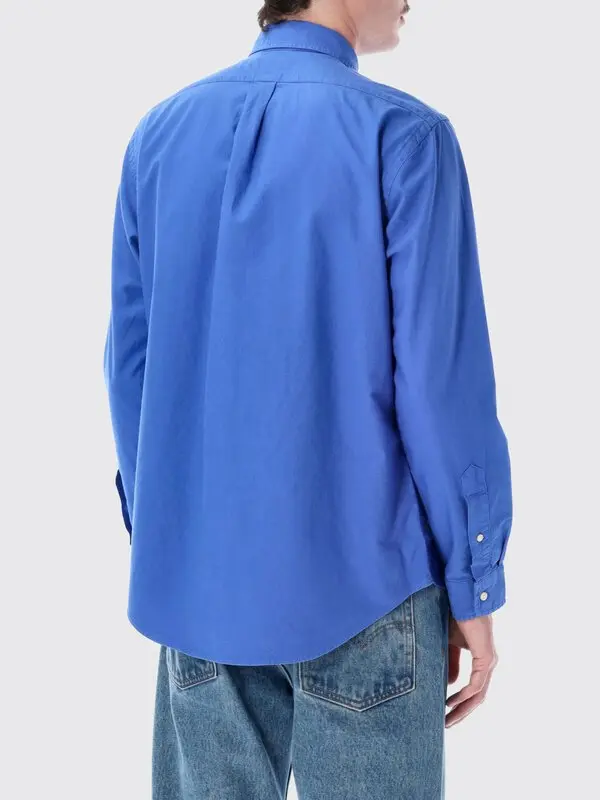 Polo Ralph Lauren Cotton Shirt With Button-down Collar And Logo - Blue