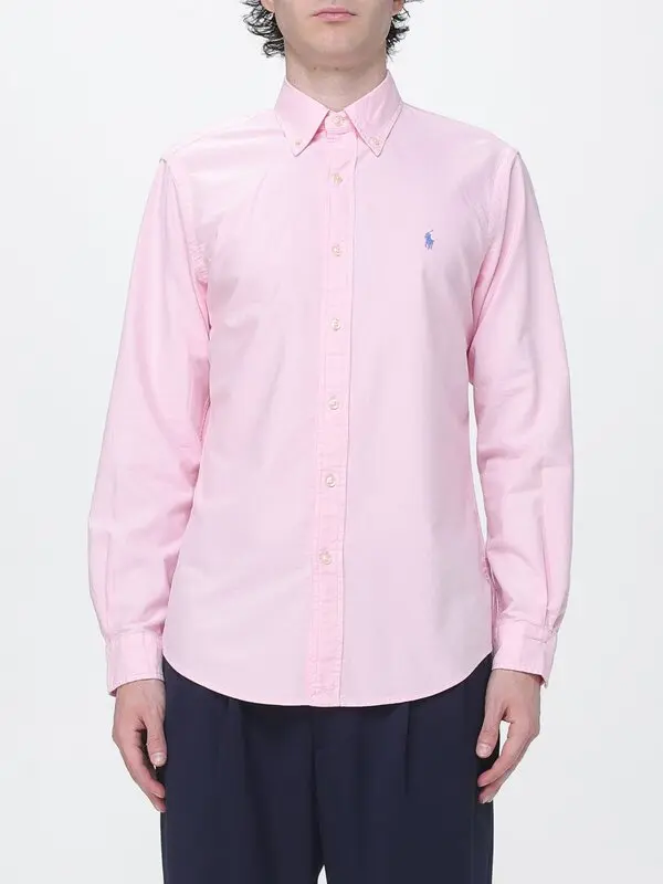 Polo Ralph Lauren Cotton Shirt With Button-down Collar And Logo - Pink