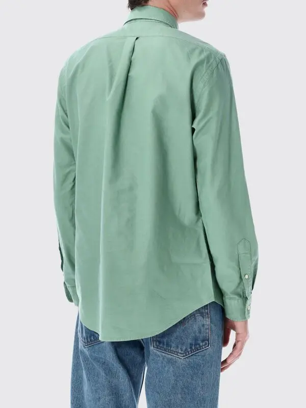 Polo Ralph Lauren Cotton Shirt With Button-down Collar And Logo - Sage