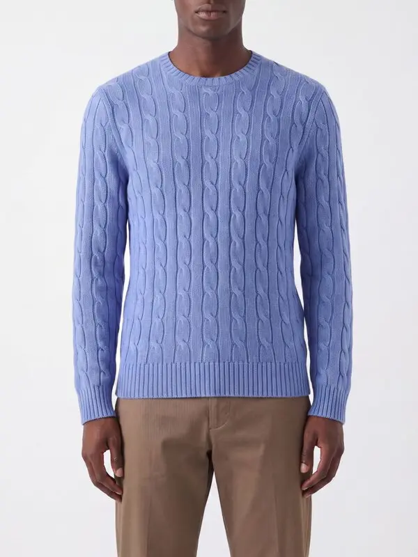 Polo Ralph Lauren Cable-knit Crewneck Jumper In 100% Cashmere - Sky Blue