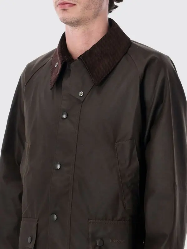 Barbour Bedale Waxed Cotton Jacket With Corduroy Collar - Olive