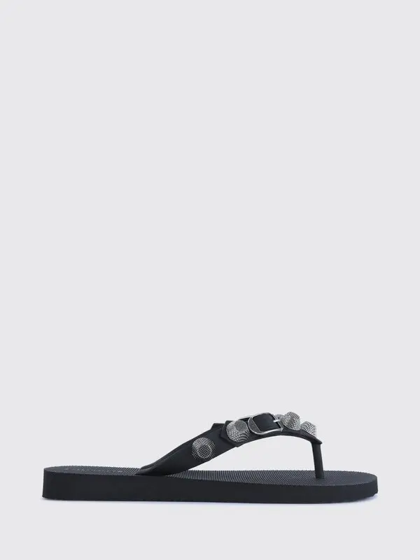 Balenciaga Studded Rubber Thong Sandals - Black