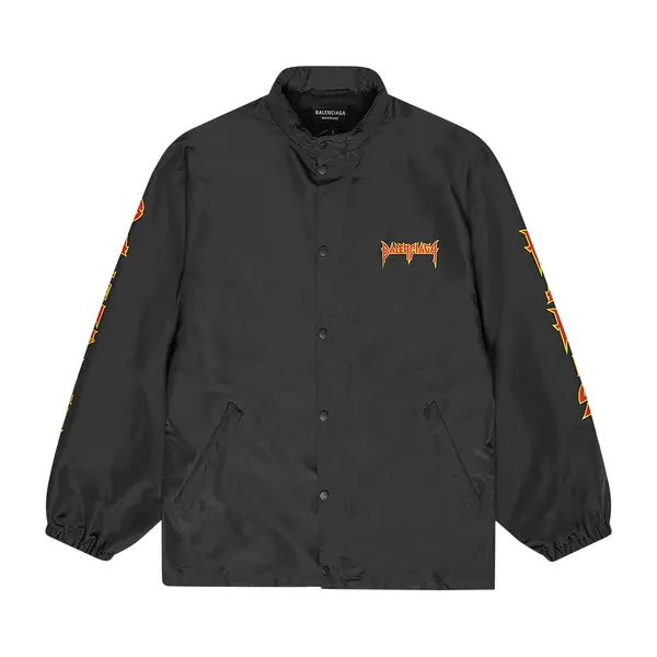 Balenciaga Short Windbreaker With Graphic Detail - Black