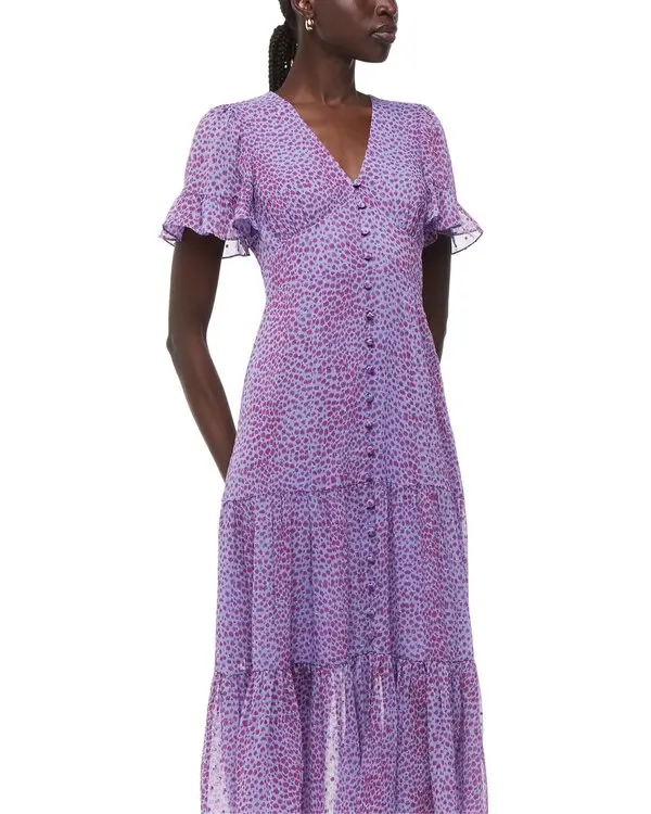 Whistles Sketched Cheetah Dobby Midi Dress