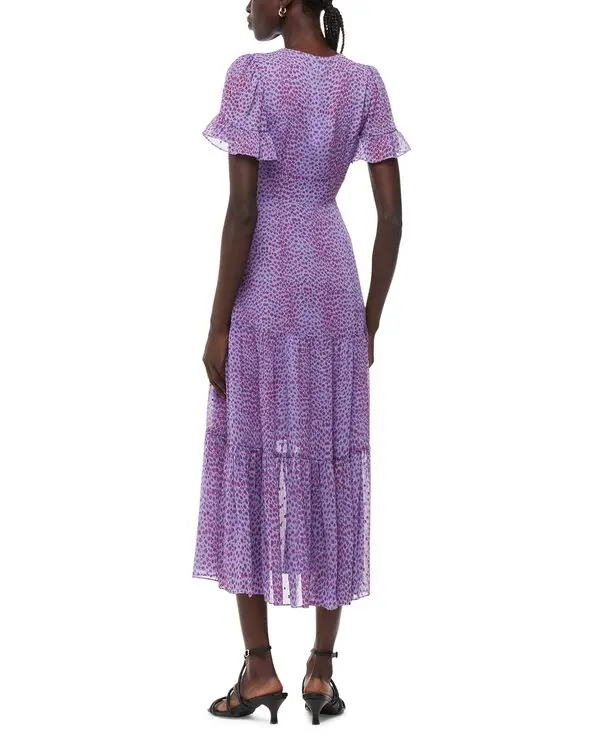 Whistles Sketched Cheetah Dobby Midi Dress