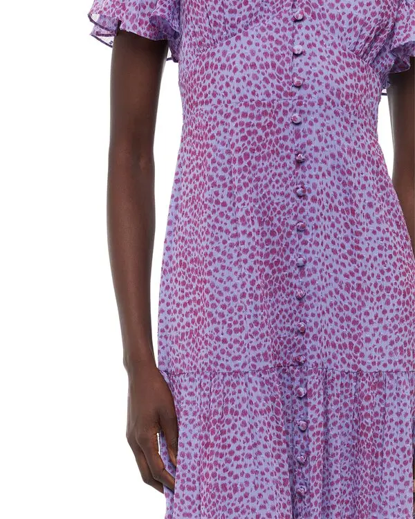 Whistles Sketched Cheetah Dobby Midi Dress