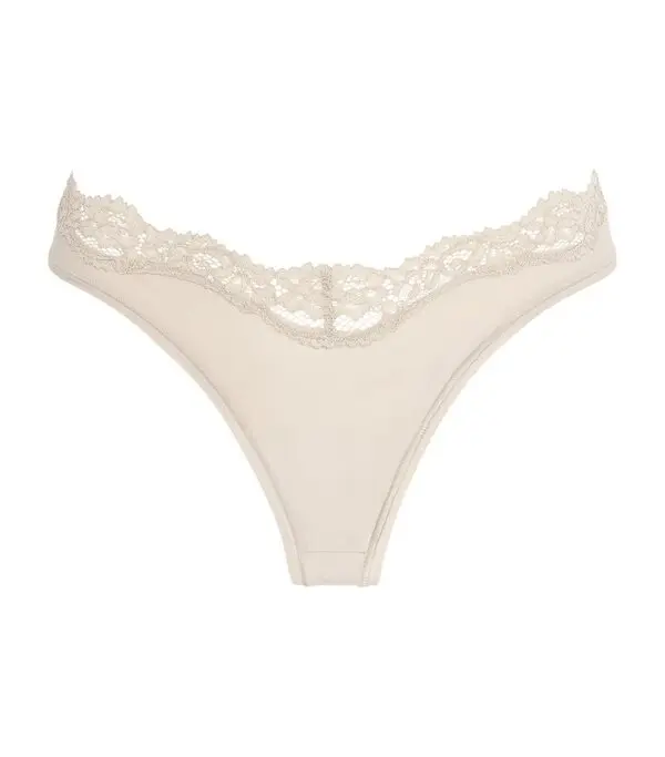 SKIMS Lace-trim Fits Everybody Dipped Thong