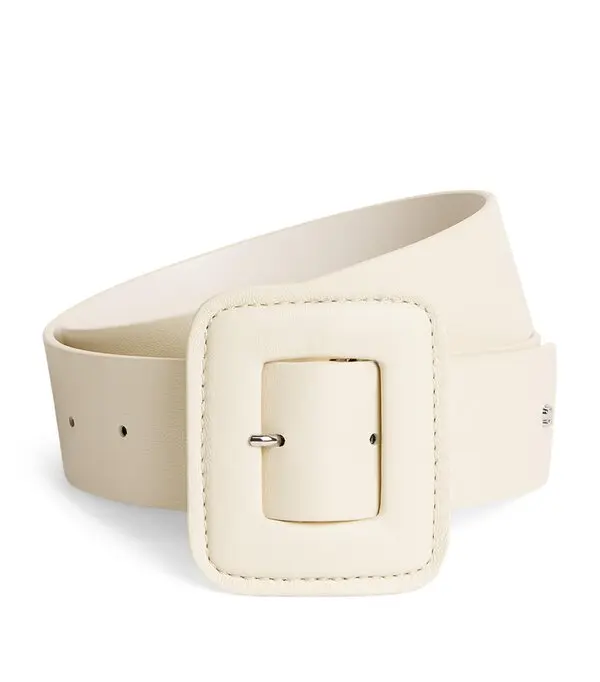 Max Mara Nappa Leather Tonal Belt - White