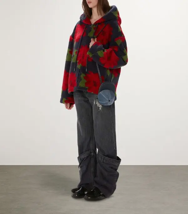 Jw Anderson Floral Zip-Up Fleece Jacket - Blue | Editorialist