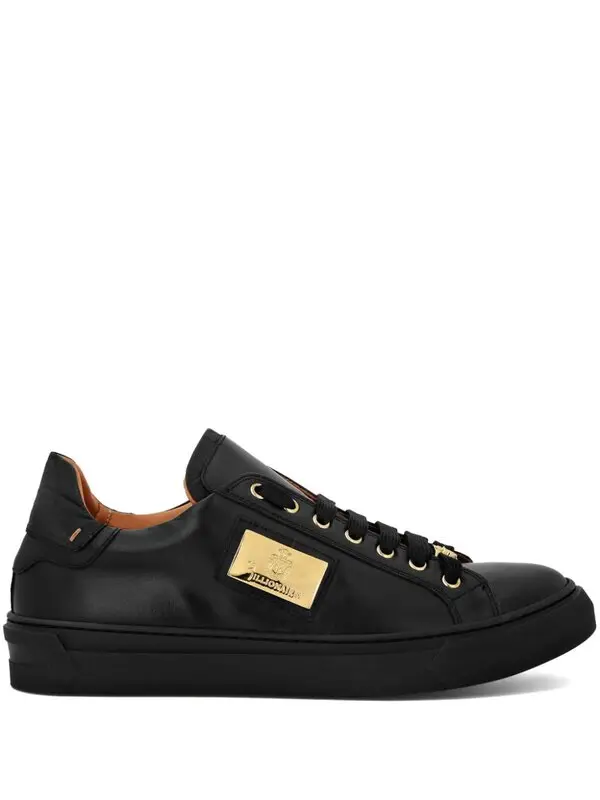BILLIONAIRE Logo-plaque Leather Sneakers - Black
