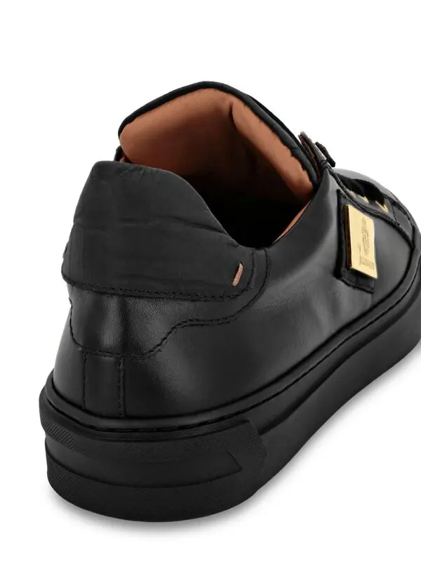 BILLIONAIRE Logo-plaque Leather Sneakers - Black